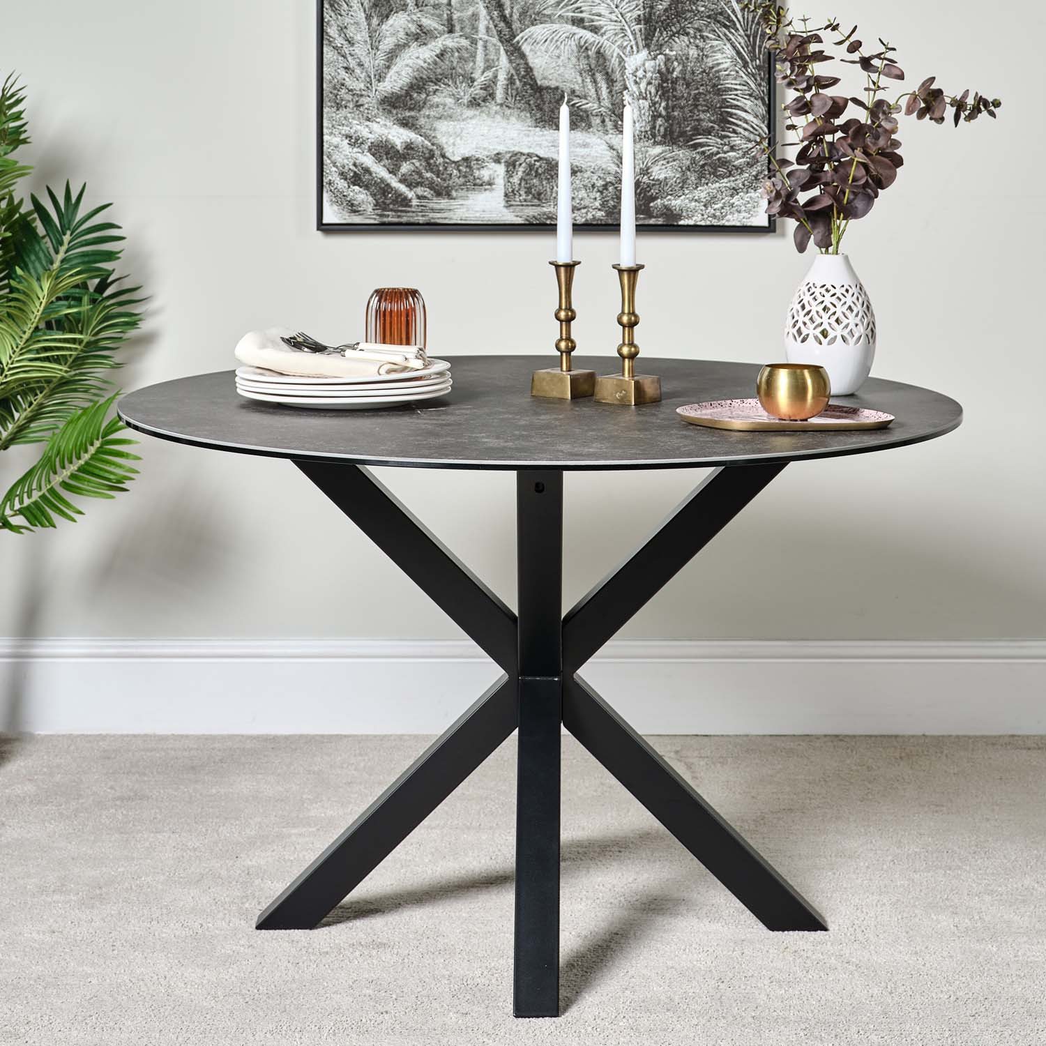 Clearance Eastcote Round Dining Table - Black - Woods Furniture