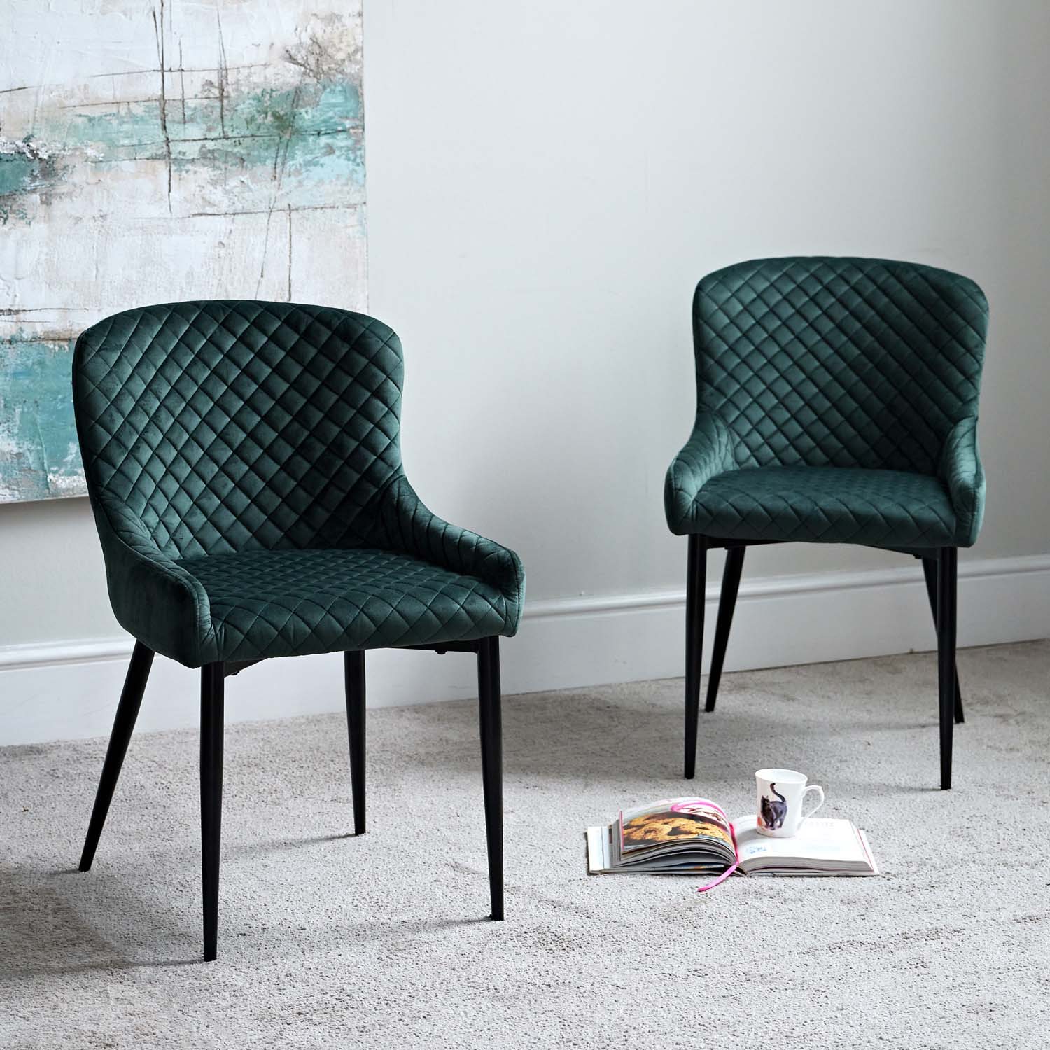 Clearance Carlton Dark Green Velvet Dining Chair (Set of 2) - Woods ...
