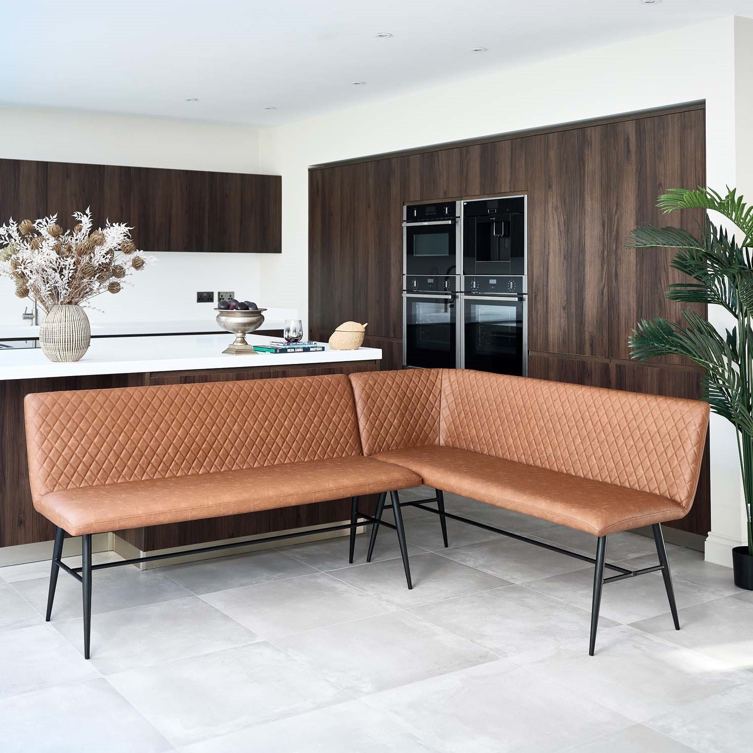 Woods Ripley Corner Bench Left Hand Facing - Tan - Woods Furniture