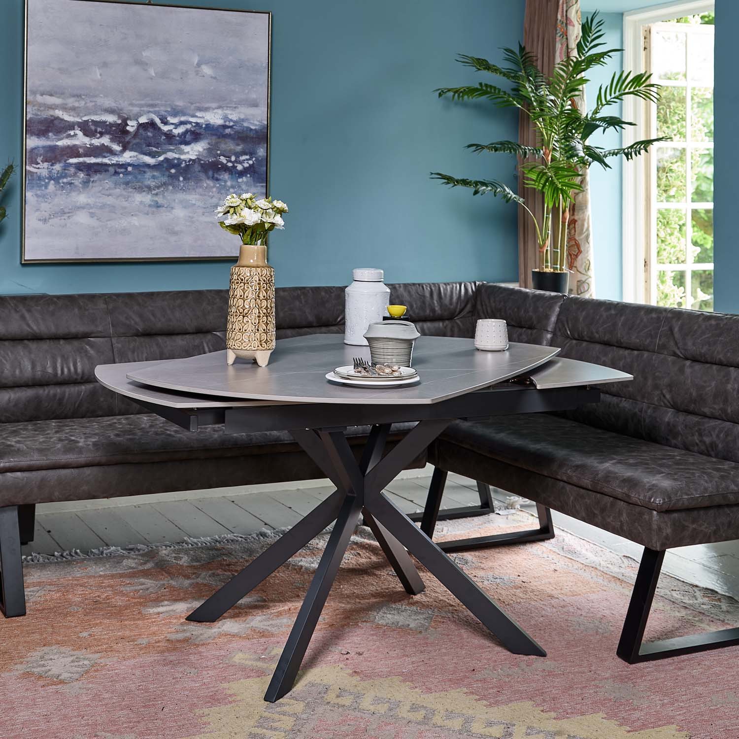 Woods Toscana Grey Motion Table with Industrial Corner Bench - Grey ...