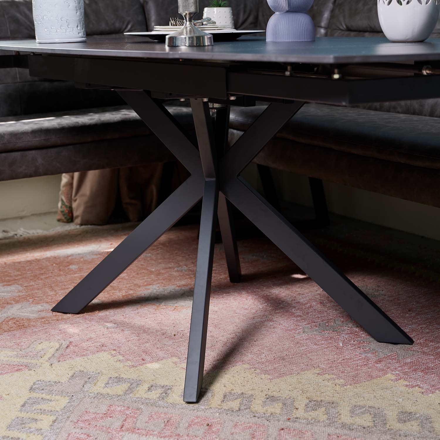 Woods Toscana Black Motion Table with Industrial Corner Bench and ...