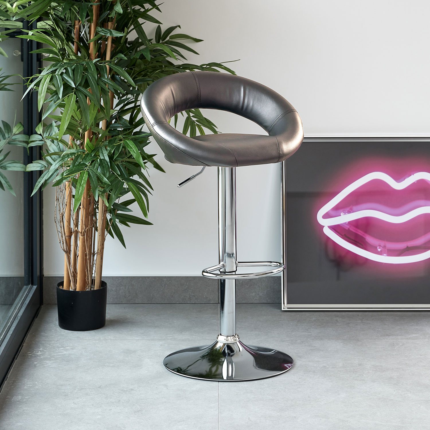 Clearance Plump Bar Stool in Grey - Woods Furniture