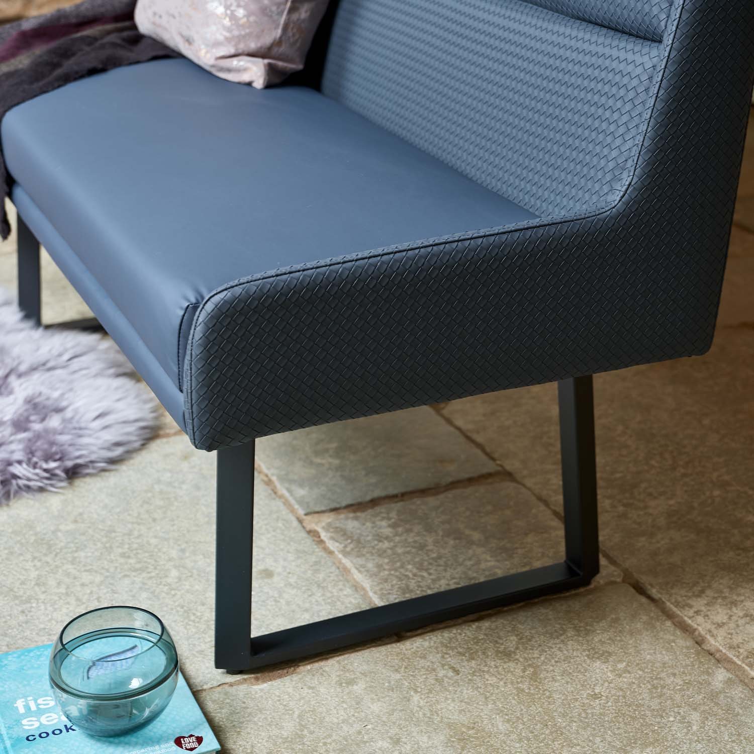 Woods Jupiter Bench With Backrest in Navy - Woods Furniture