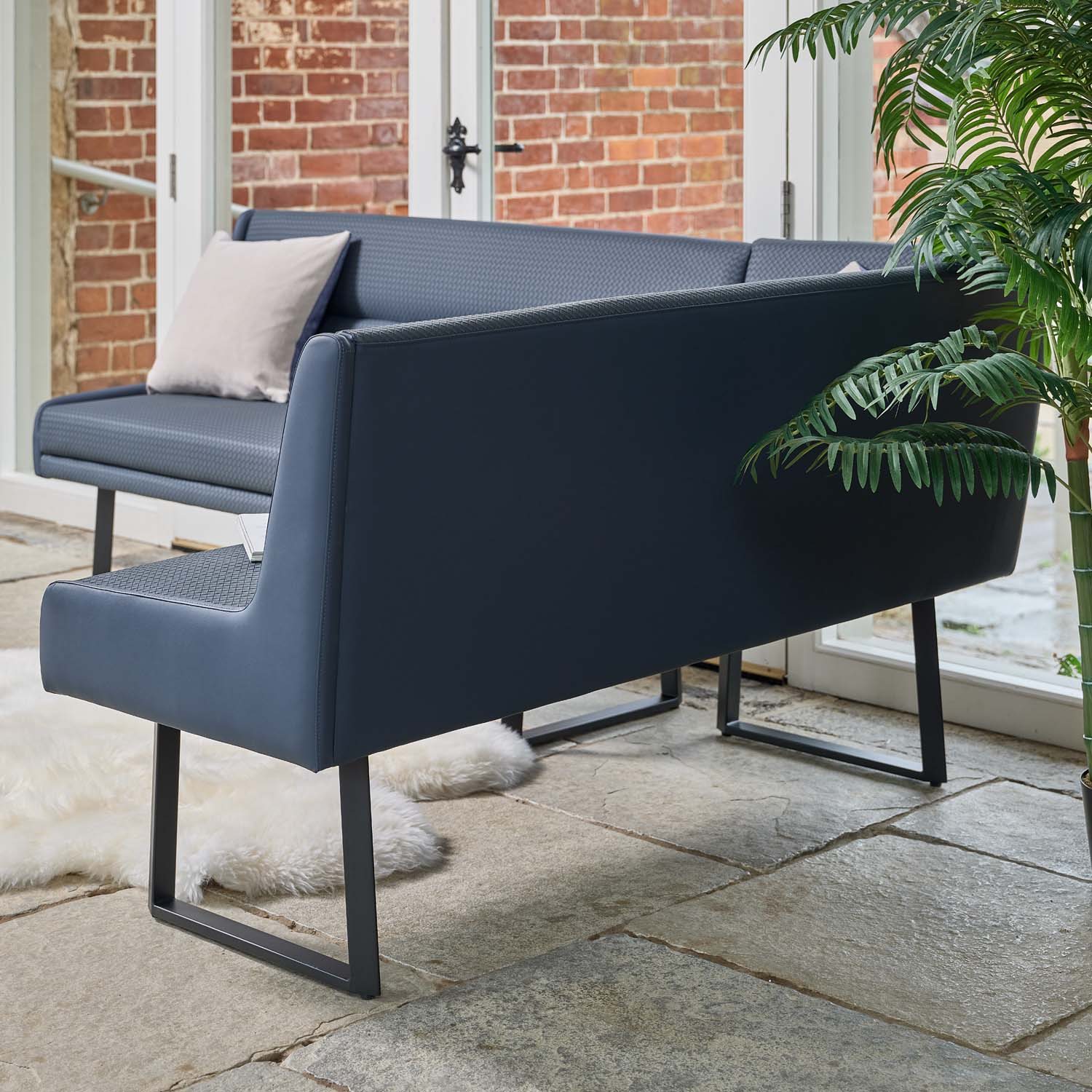Woods Jupiter Corner Bench in Navy - Left Hand Facing - Woods Furniture