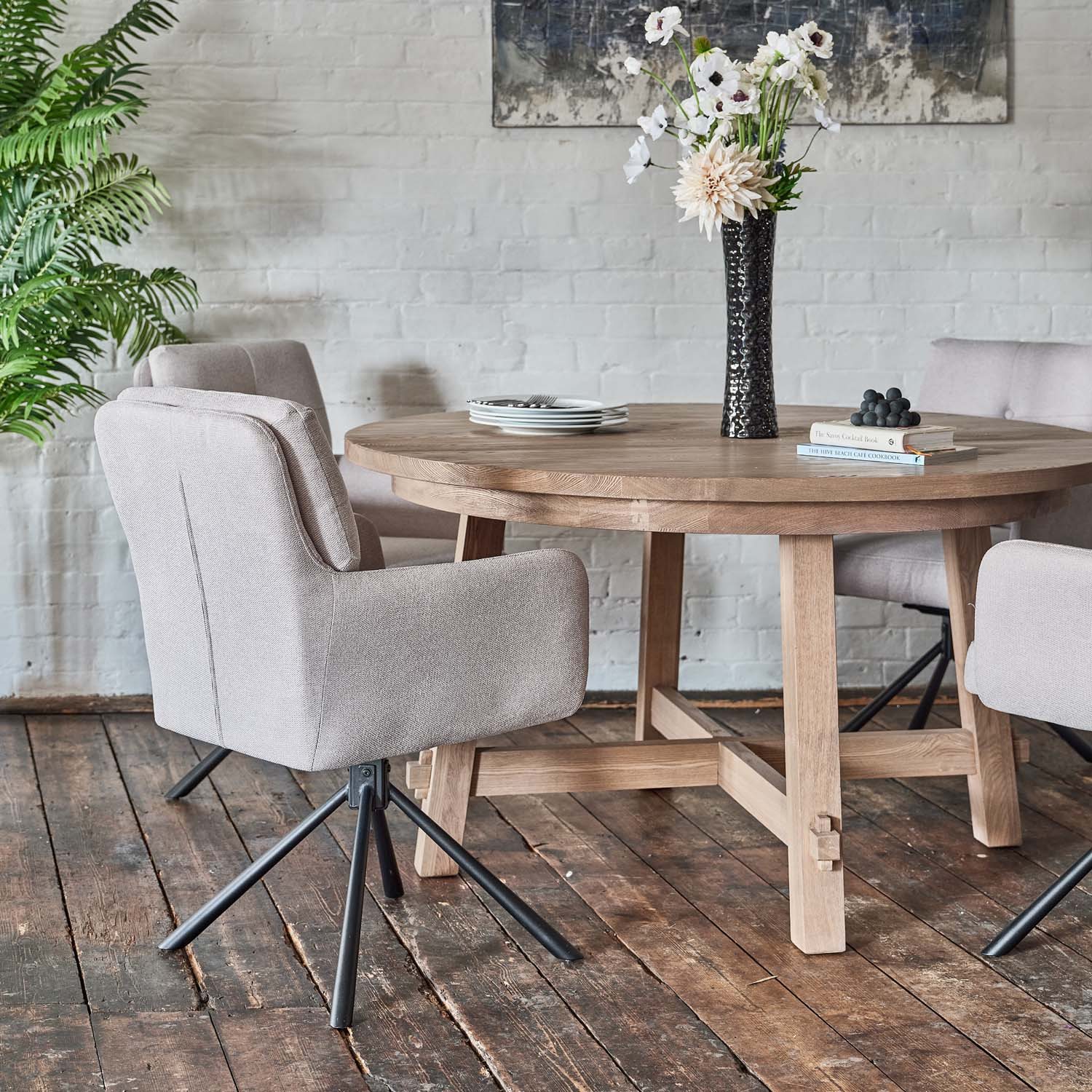 Woods Hampton Round Dining Table with 4 Parma Chairs in Silver - Woods ...