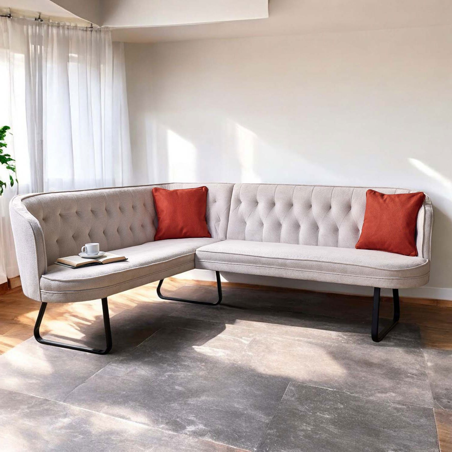 Woods Frampton Corner Bench - White (Right Hand Facing) - Woods Furniture