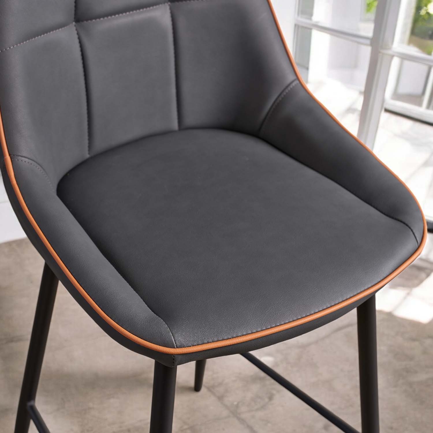 Woods Jasper Iron Grey Bar Stool With Marmalade Piping (Set of 2 ...