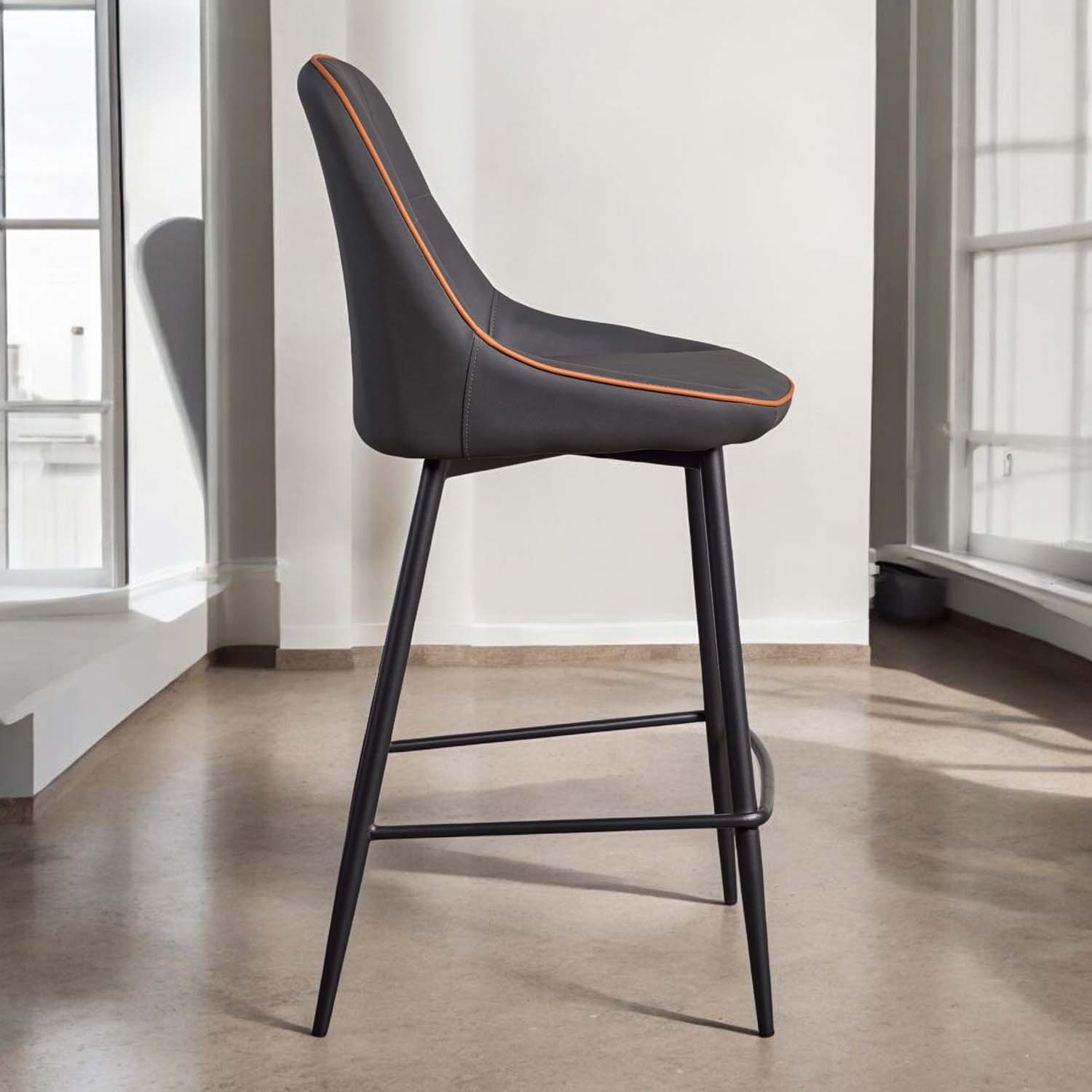 Woods Jasper Iron Grey Bar Stool With Marmalade Piping (Set of 2 ...