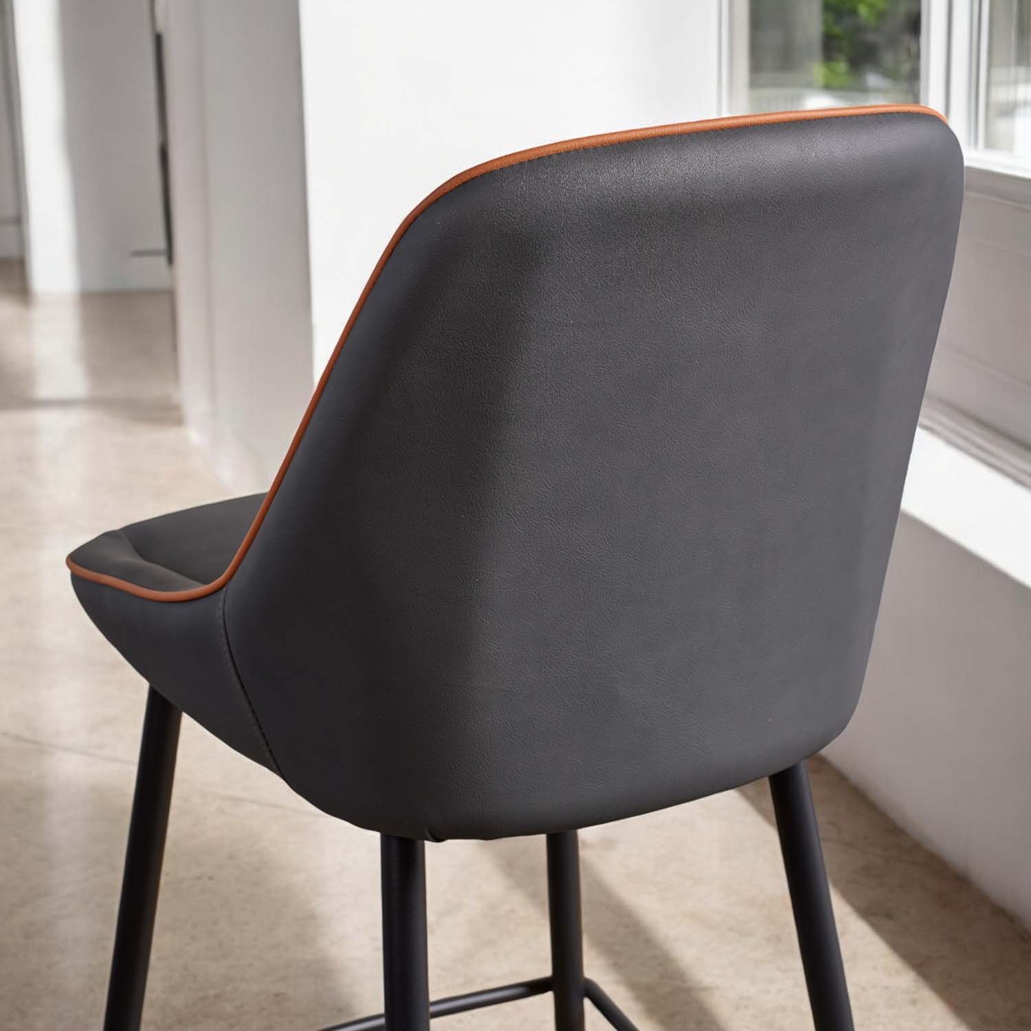 Woods Jasper Iron Grey Bar Stool With Marmalade Piping (Set of 2 ...