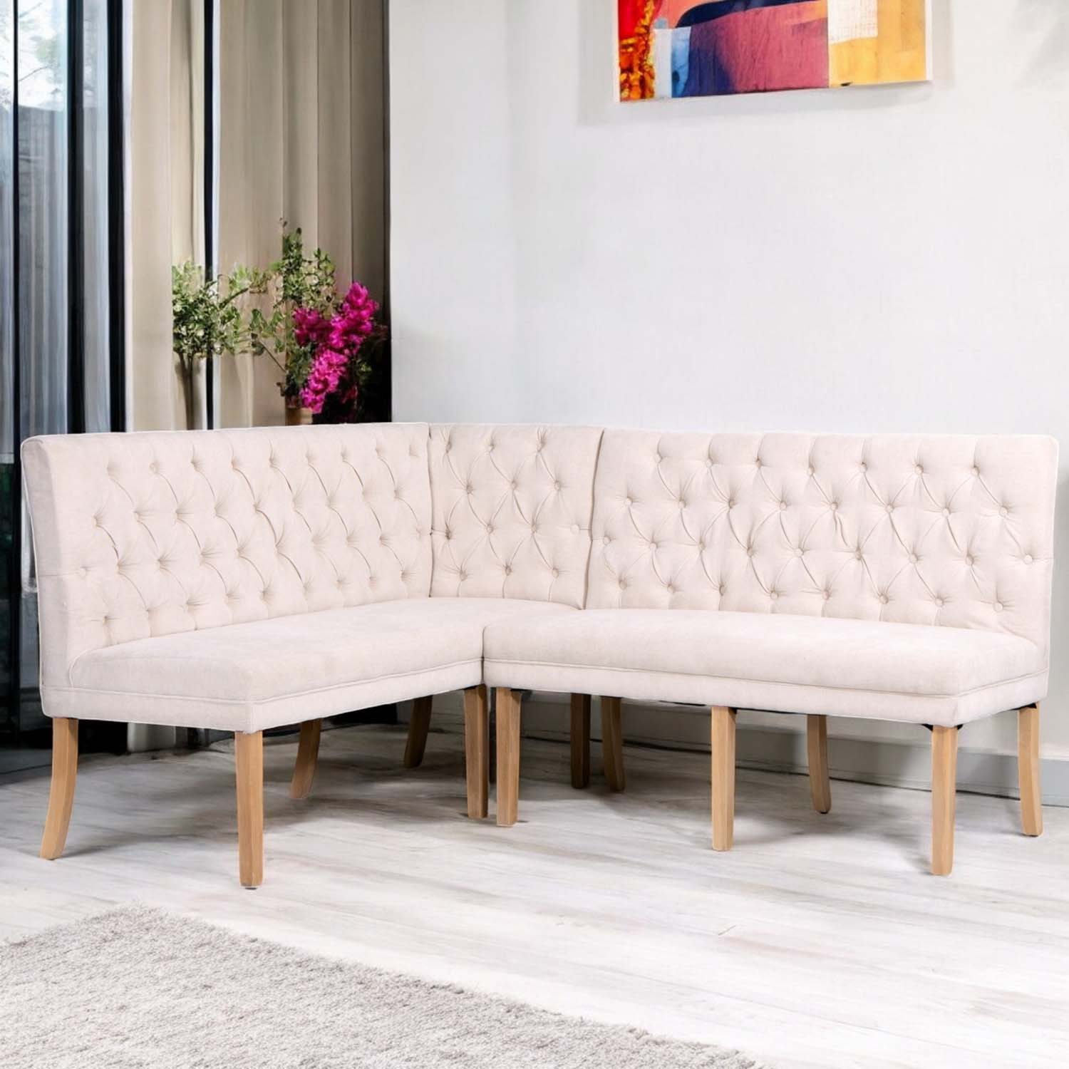 Woods Boston Corner Bench in Natural (Right Hand Facing) - Woods Furniture