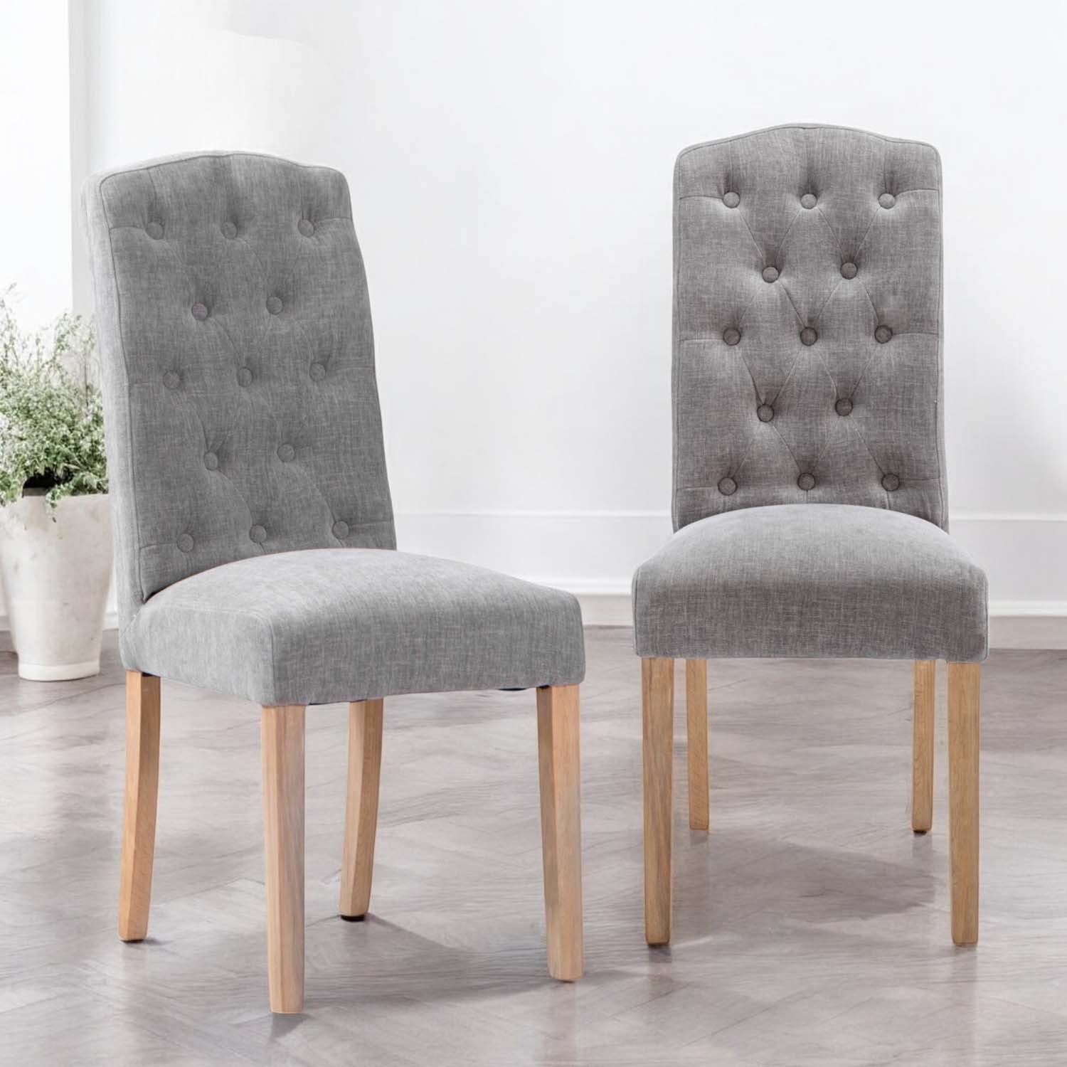 Woods Boston Button Back Dining Chair in Grey (Set of 2) - Woods Furniture