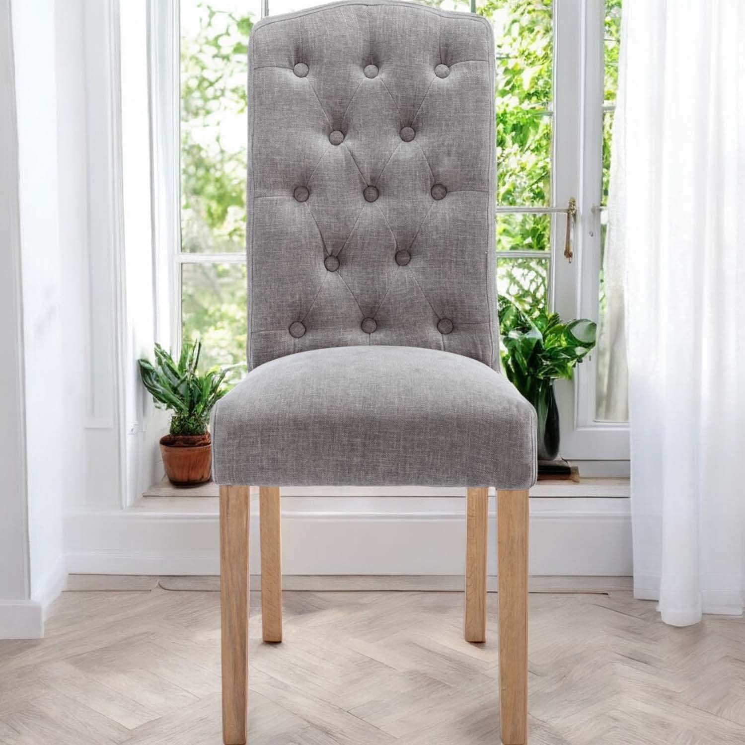 Woods Boston Button Back Dining Chair in Grey (Set of 2) - Woods Furniture