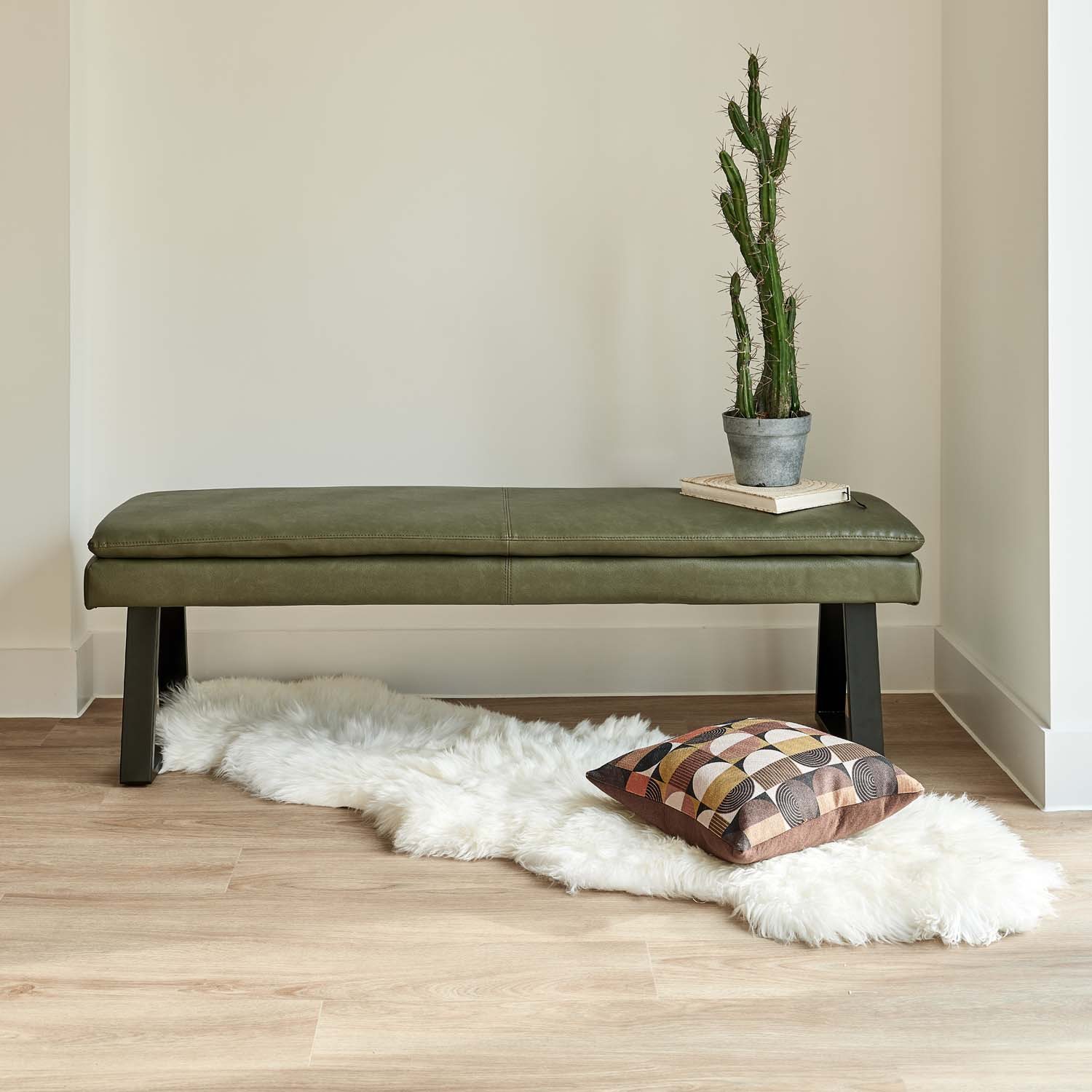 Woods Industrial Bench Seat - Olive Green - Woods Furniture