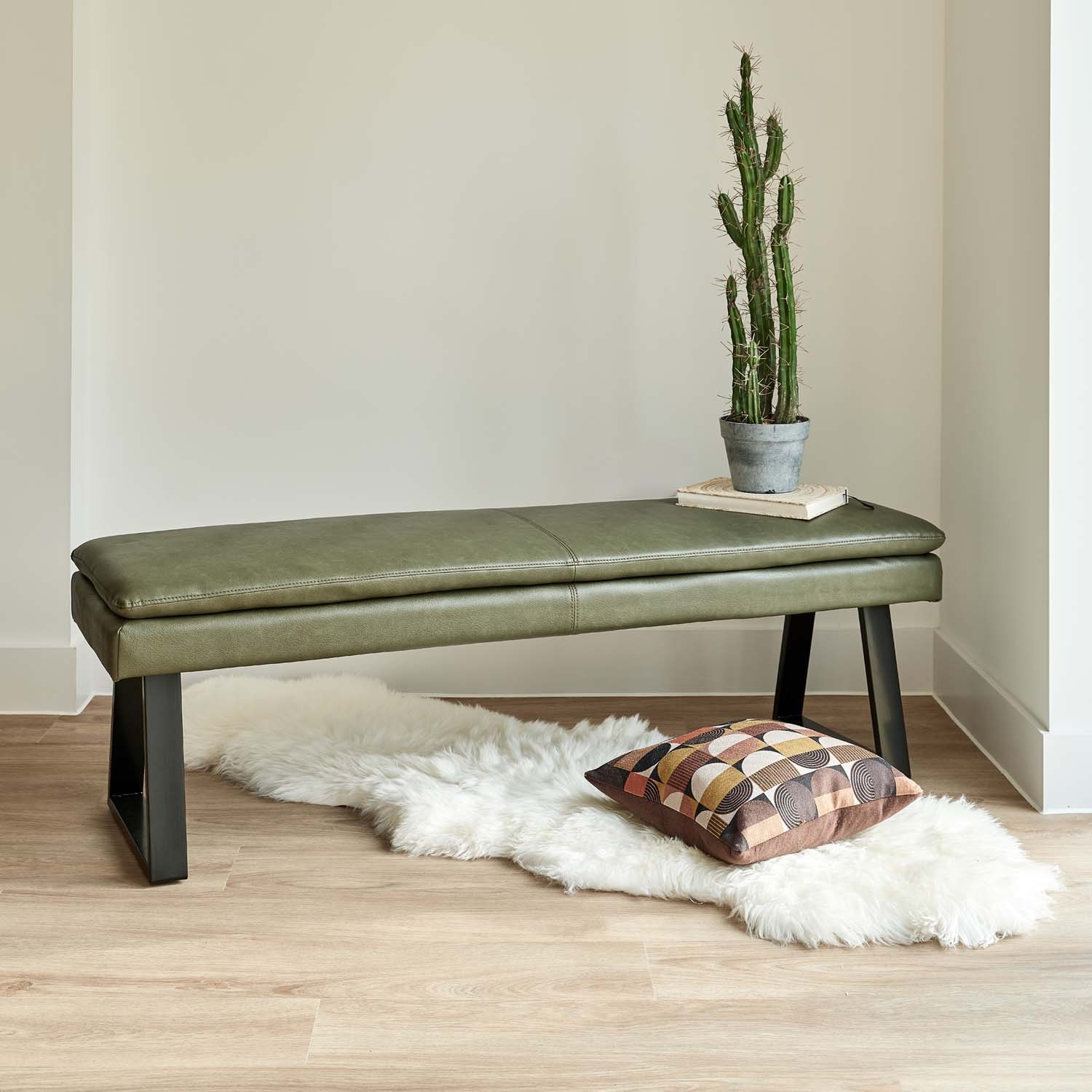 Woods Industrial Bench Seat - Olive Green - Woods Furniture