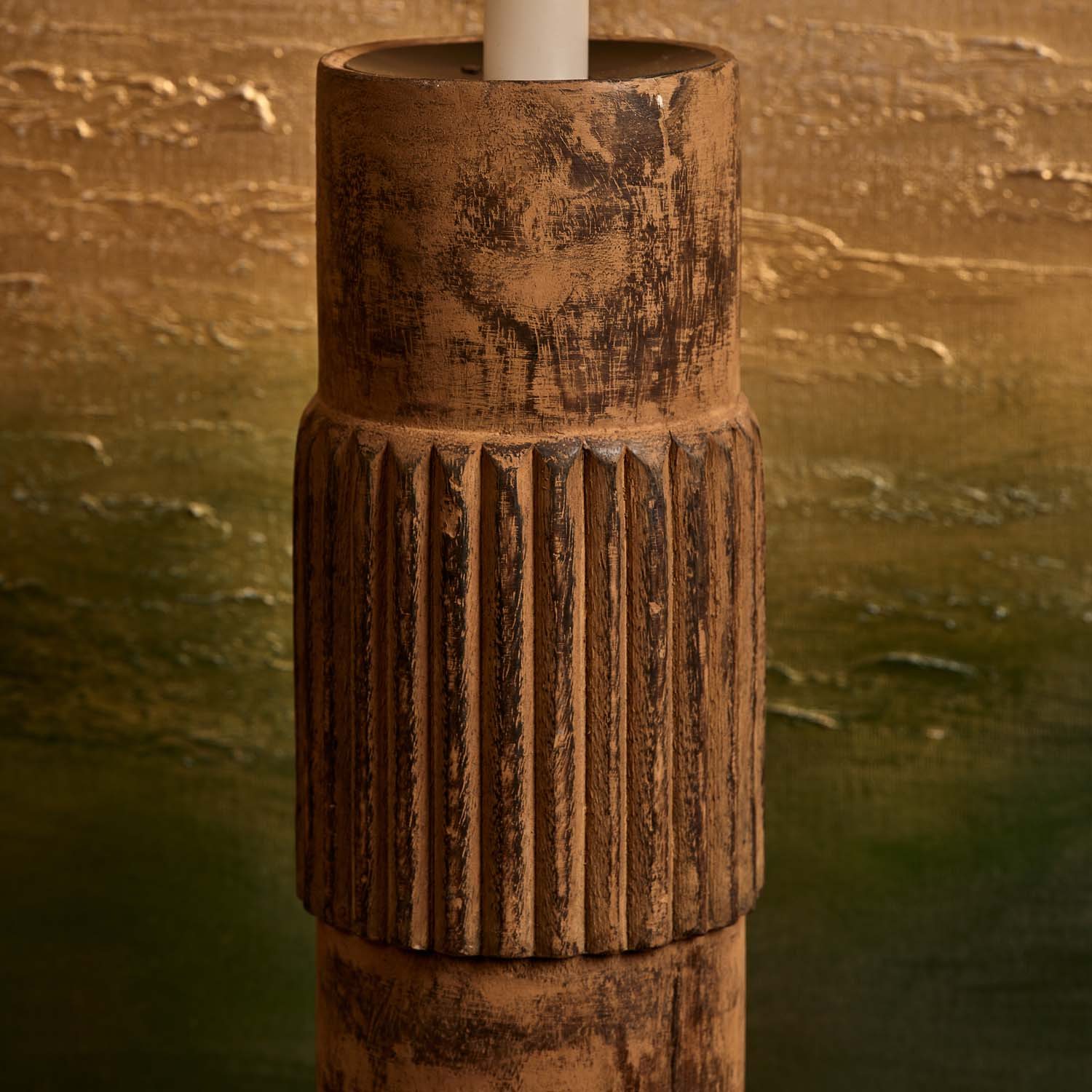 Woods Centre Straight Lines Wooden Candle Holder in Rust - Large ...