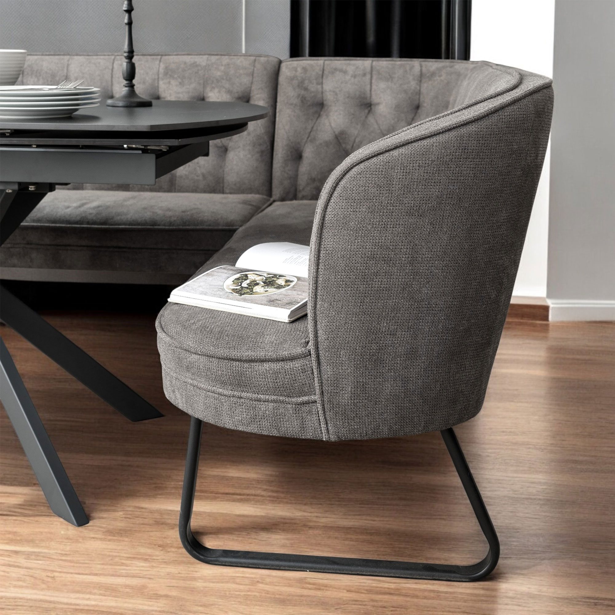 Woods Toscana Motion Table Black with LHF Frampton Corner Bench and 2 ...