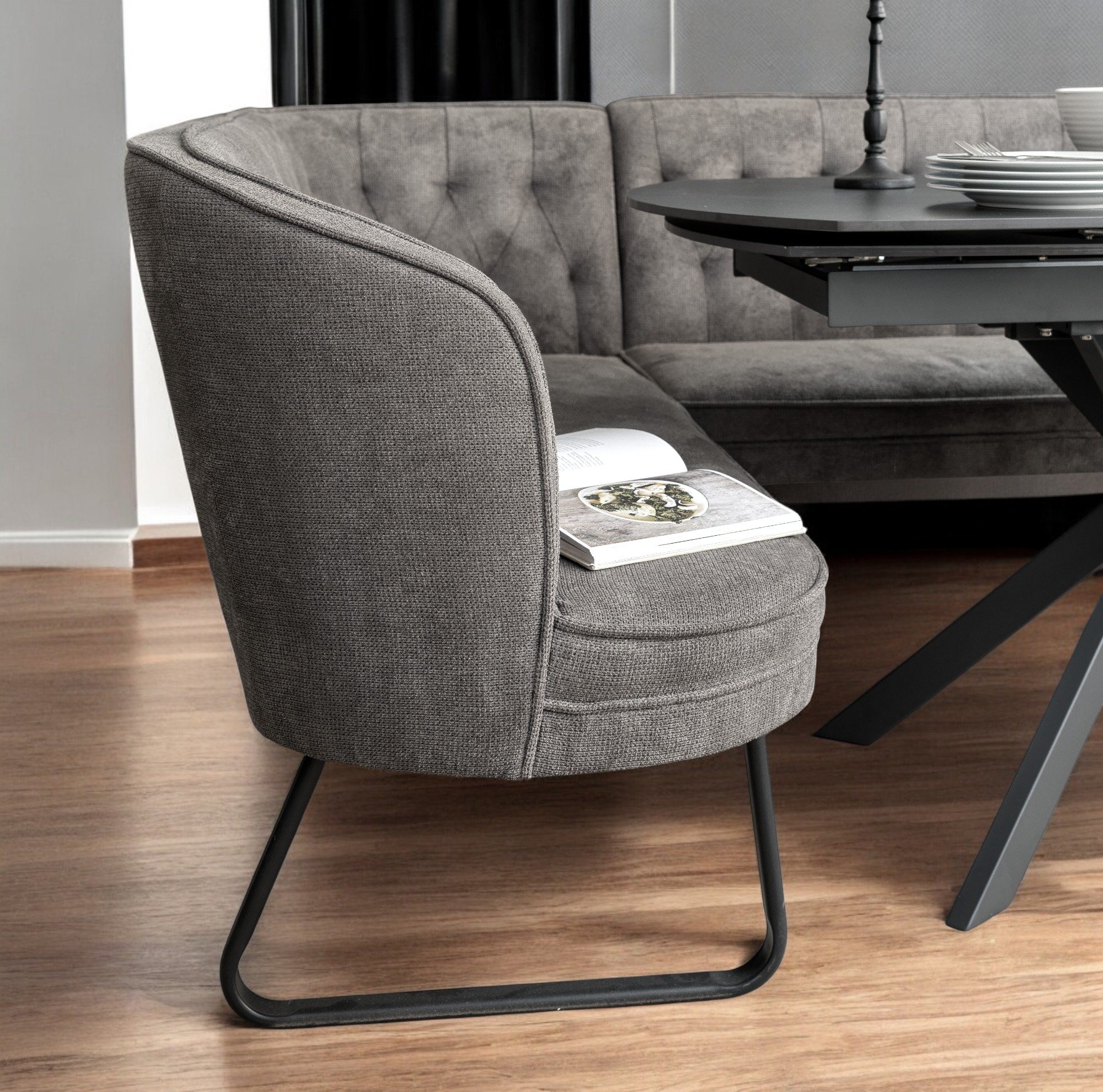 Woods Toscana Motion Table Black with RHF Frampton Corner Bench and 2 ...