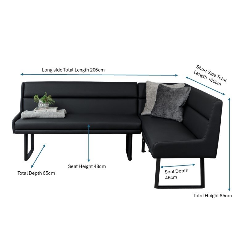 Woods Jupiter Corner Bench in Black LHF - Woods Furniture