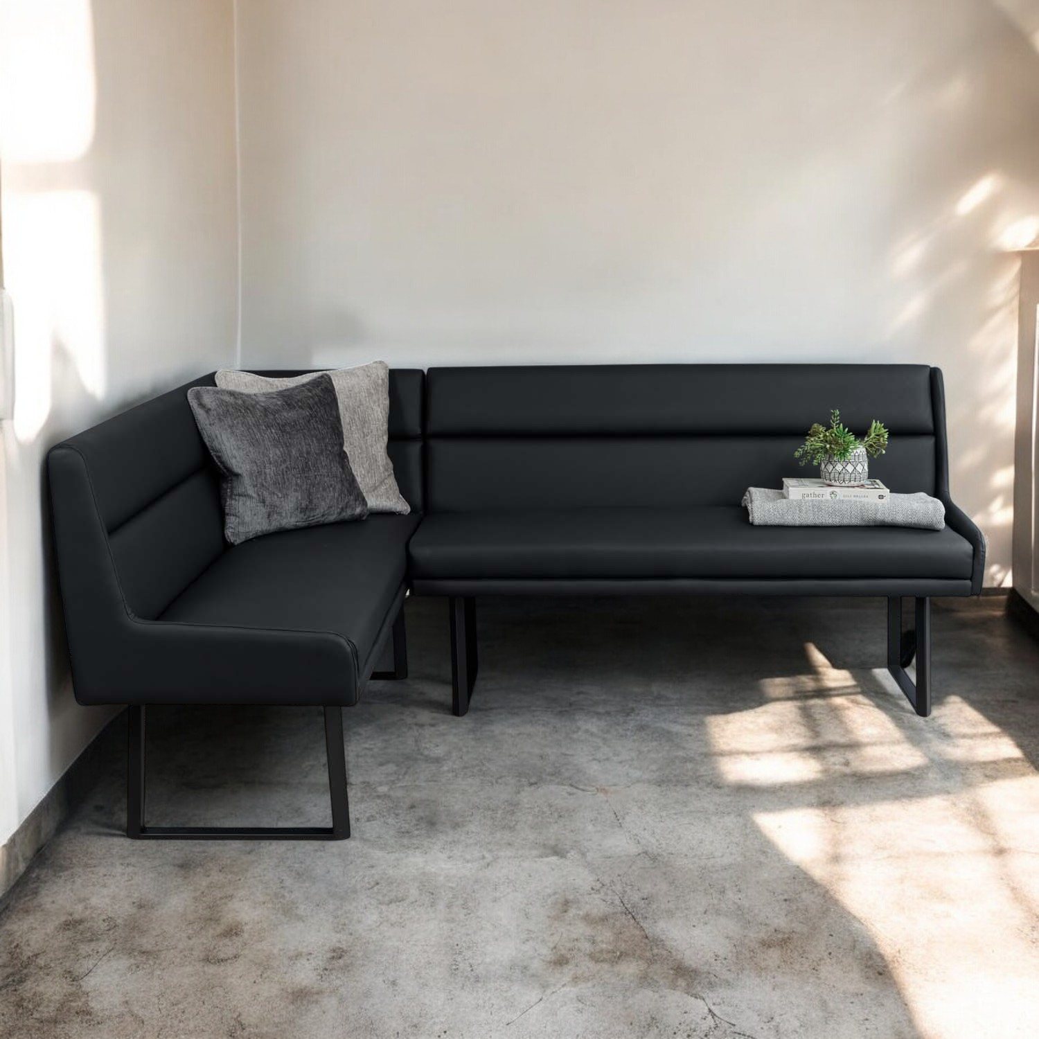 Woods Jupiter Corner Bench in Black RHF - Woods Furniture