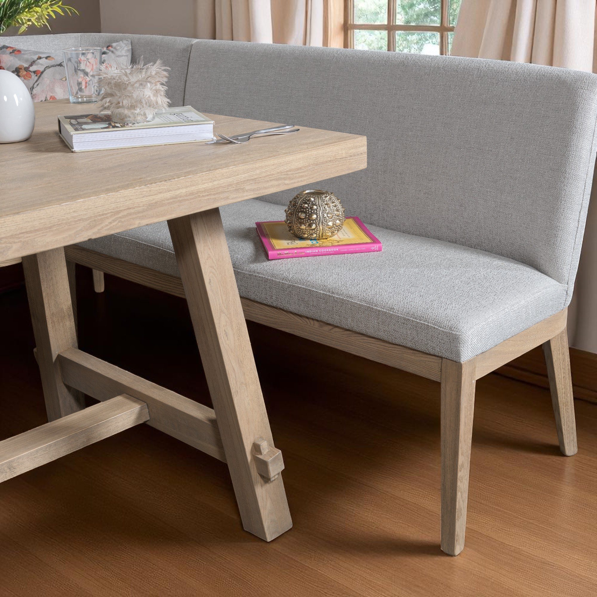 Woods Hampton 150cm Dining Table & Hampton Corner Bench in Grey - LHF ...