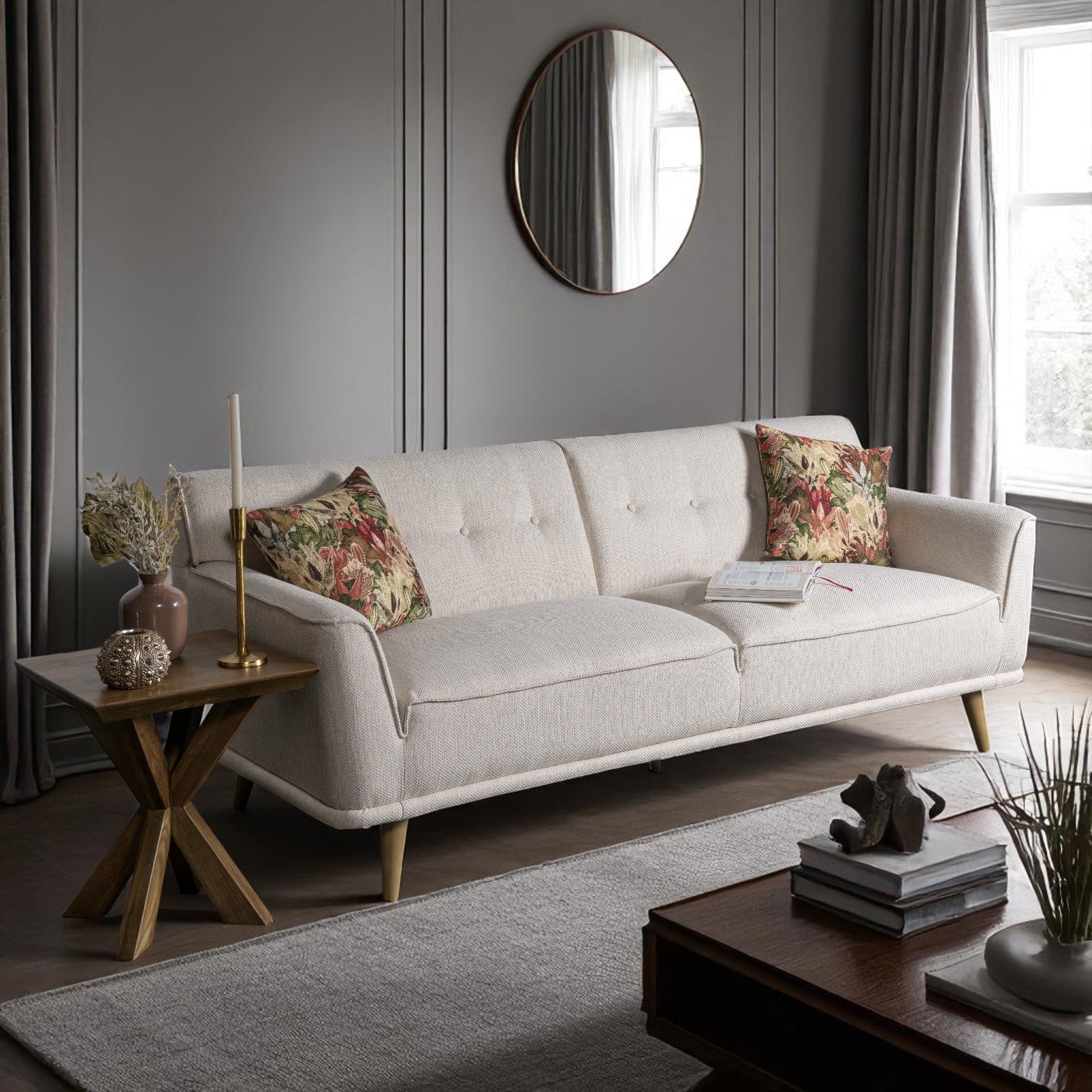 Woods Derwent 3 Seater Sofa in Cream - Woods Furniture