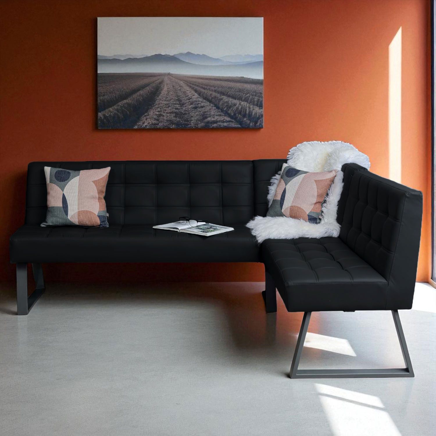 Woods Rubix Corner Bench in Black - Woods Furniture