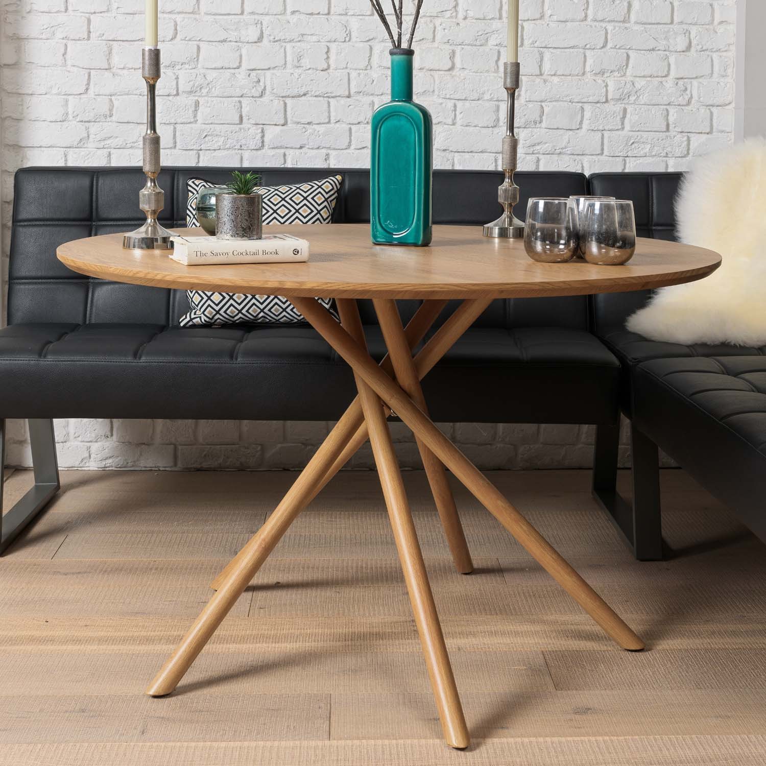 Woods Saturn Round Dining Table 120cm in Oak Finish - Woods Furniture