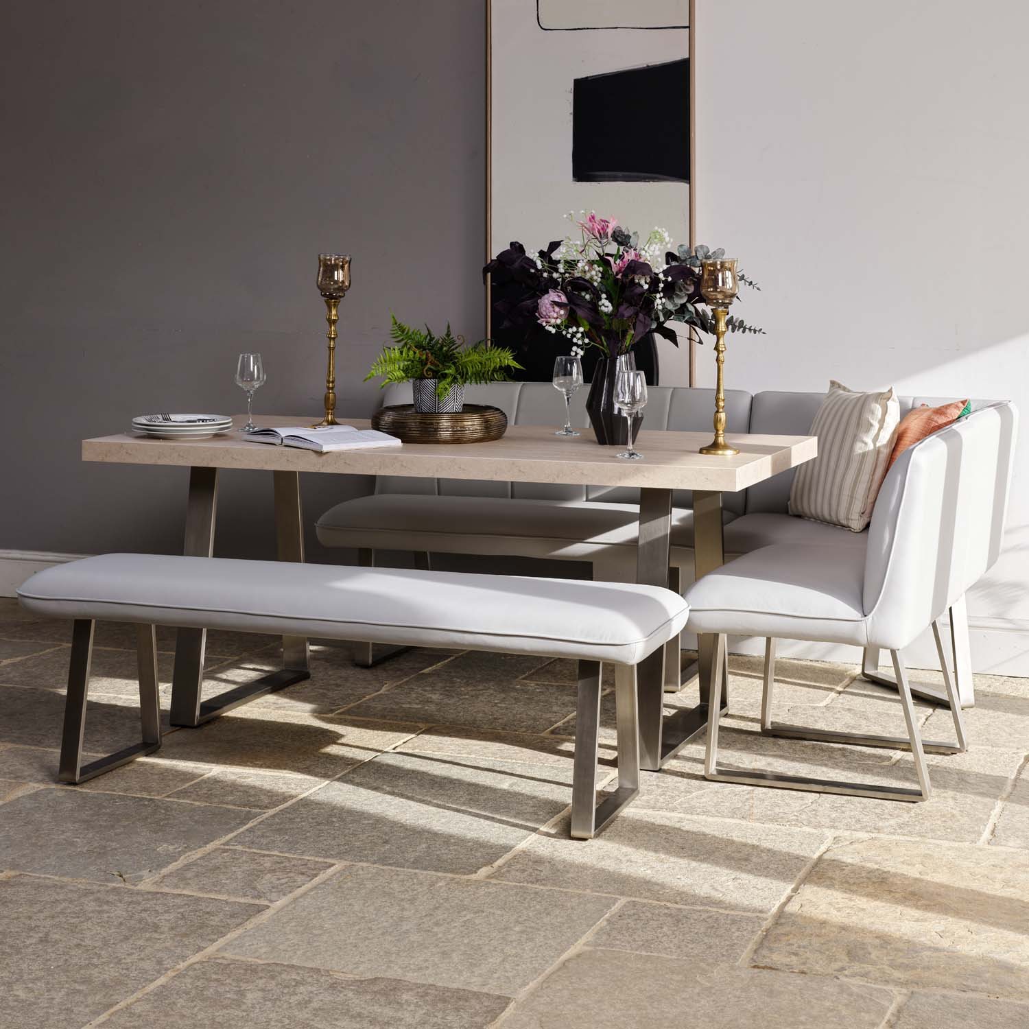 Woods Neptune 180cm Dining Table with LHF Corner Bench & 160cm Low ...