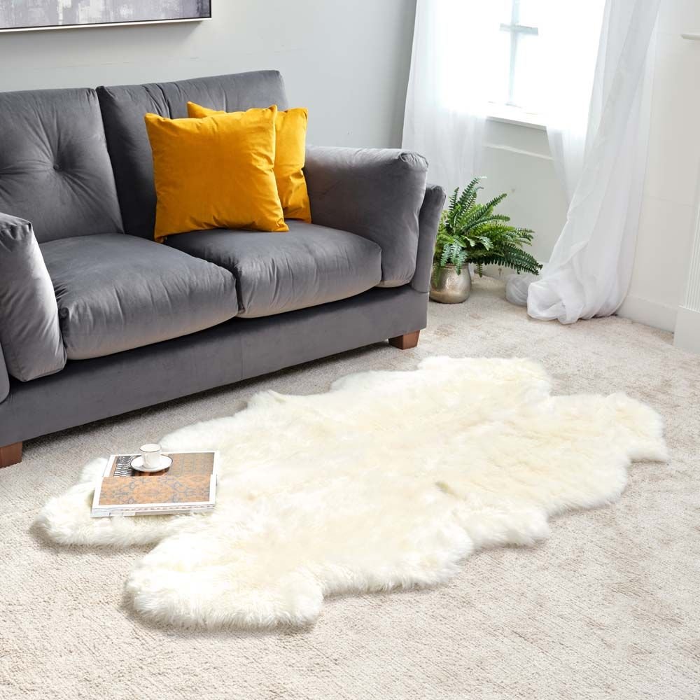 New Zealand Ivory Sheepskin Rug | Large White Sheepskin Rug - Woods ...