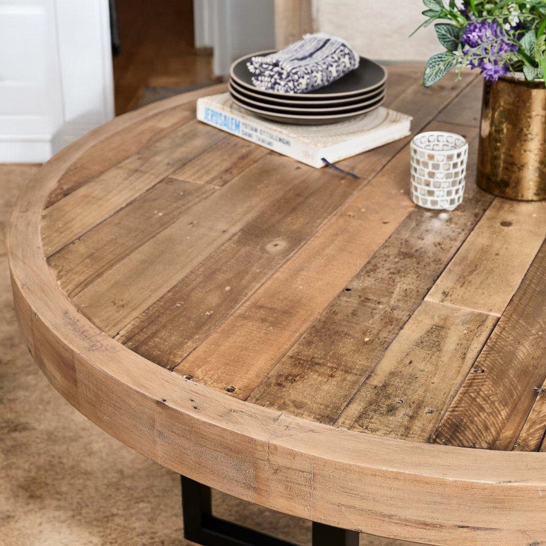 Adelaide Industrial Round Dining Table | Industrial Table - Woods Furniture