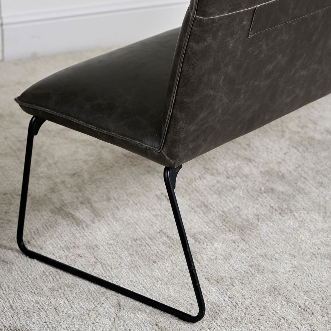 Hardy Grey Faux Leather Bench Seat | Grey Bench Seat - Woods Furniture