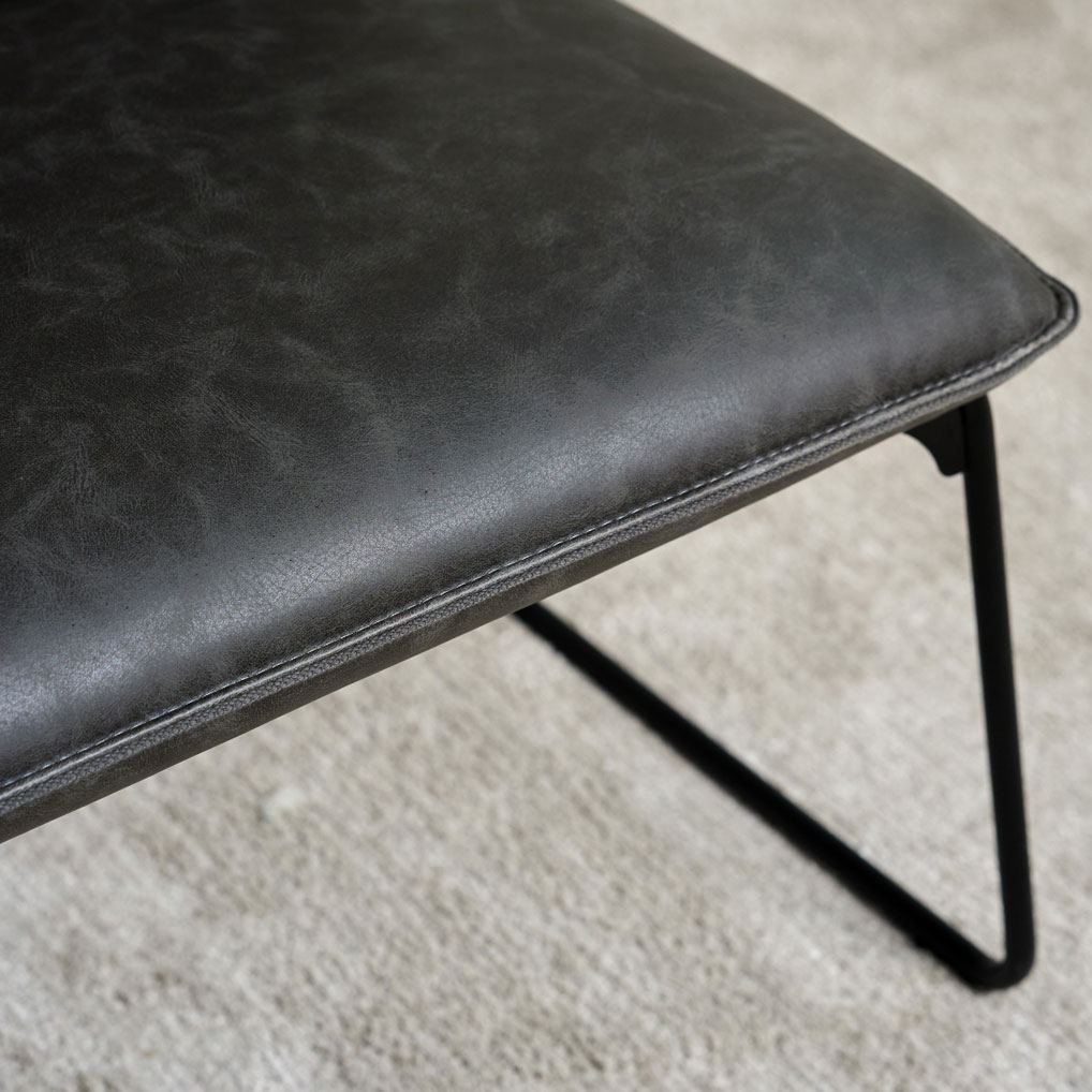 Hardy Grey Faux Leather Bench Seat | Grey Bench Seat - Woods Furniture