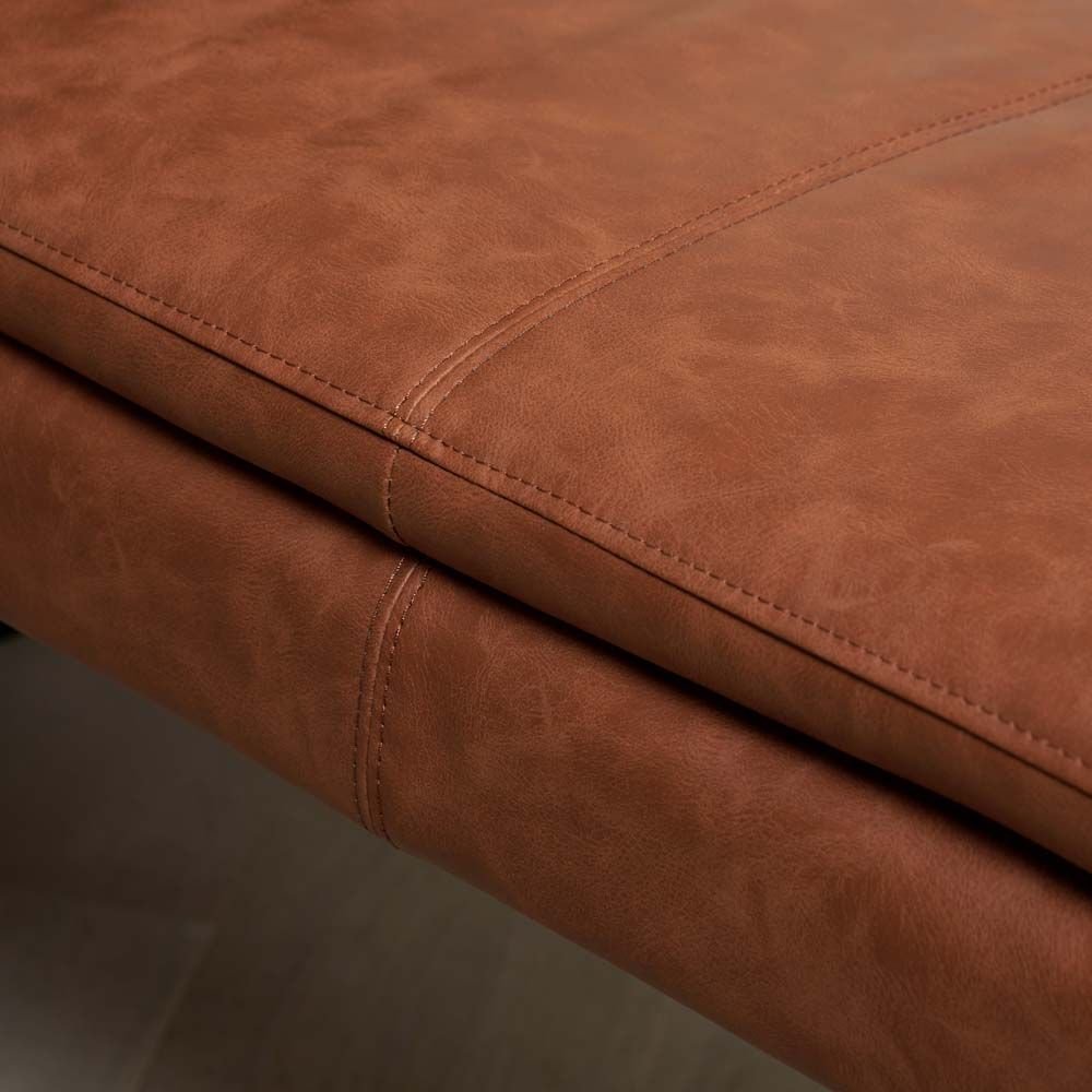 Industrial Tan Faux Leather Padded Bench Seat - Woods Furniture