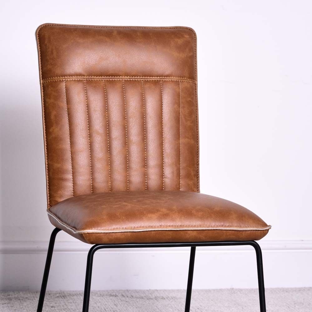 Faux Leather Dining Chair Pair, Tan - Hardy - Woods Furniture