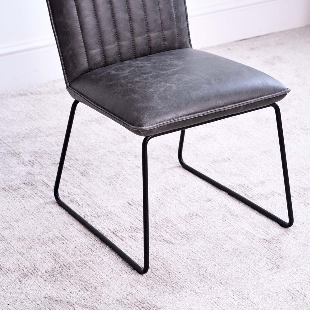 Faux Leather Dining Chair Pair, Grey - Hardy - Woods Furniture