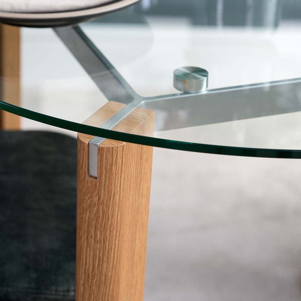 Lutina Small Round Glass Dining Table | Round Glass Table - Woods Furniture
