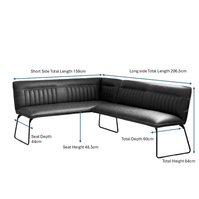 Hardy Grey Corner Bench Seating (Left Hand Facing) - Woods Furniture