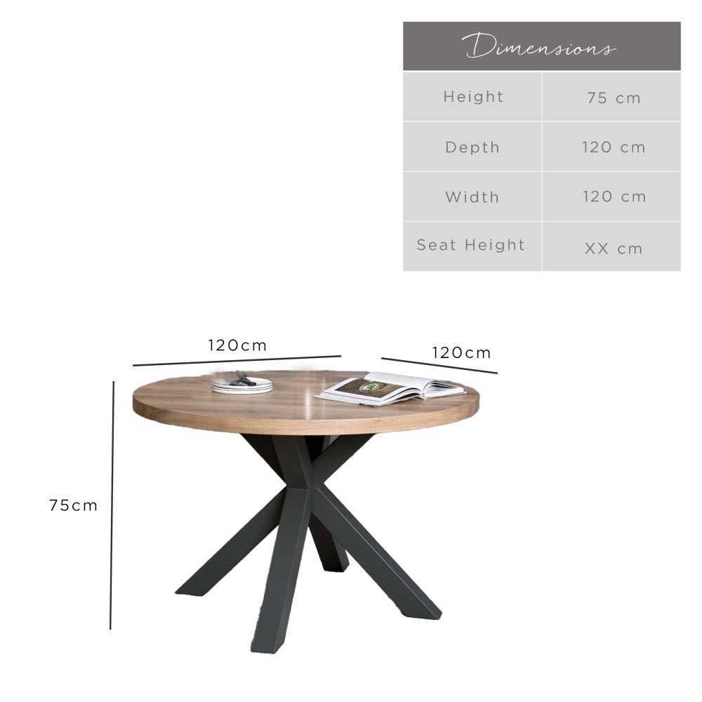 Ridley Round Dining Table 120cm | 120cm Dining Table - Woods Furniture