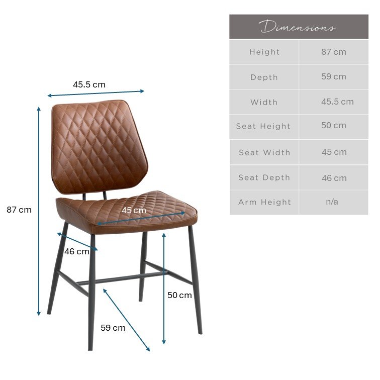 Digby Tan Leather Dining Chairs With Metal Legs - Woods Furniture