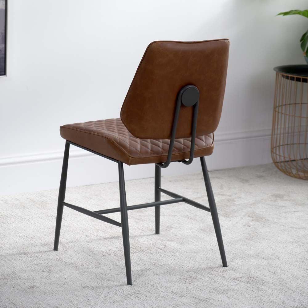 Digby Tan Leather Dining Chairs With Metal Legs - Woods Furniture