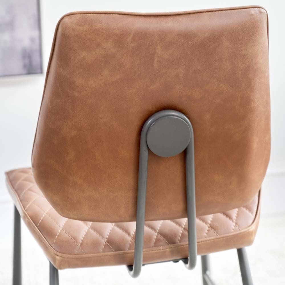 Digby Tan Leather Dining Chairs With Metal Legs - Woods Furniture