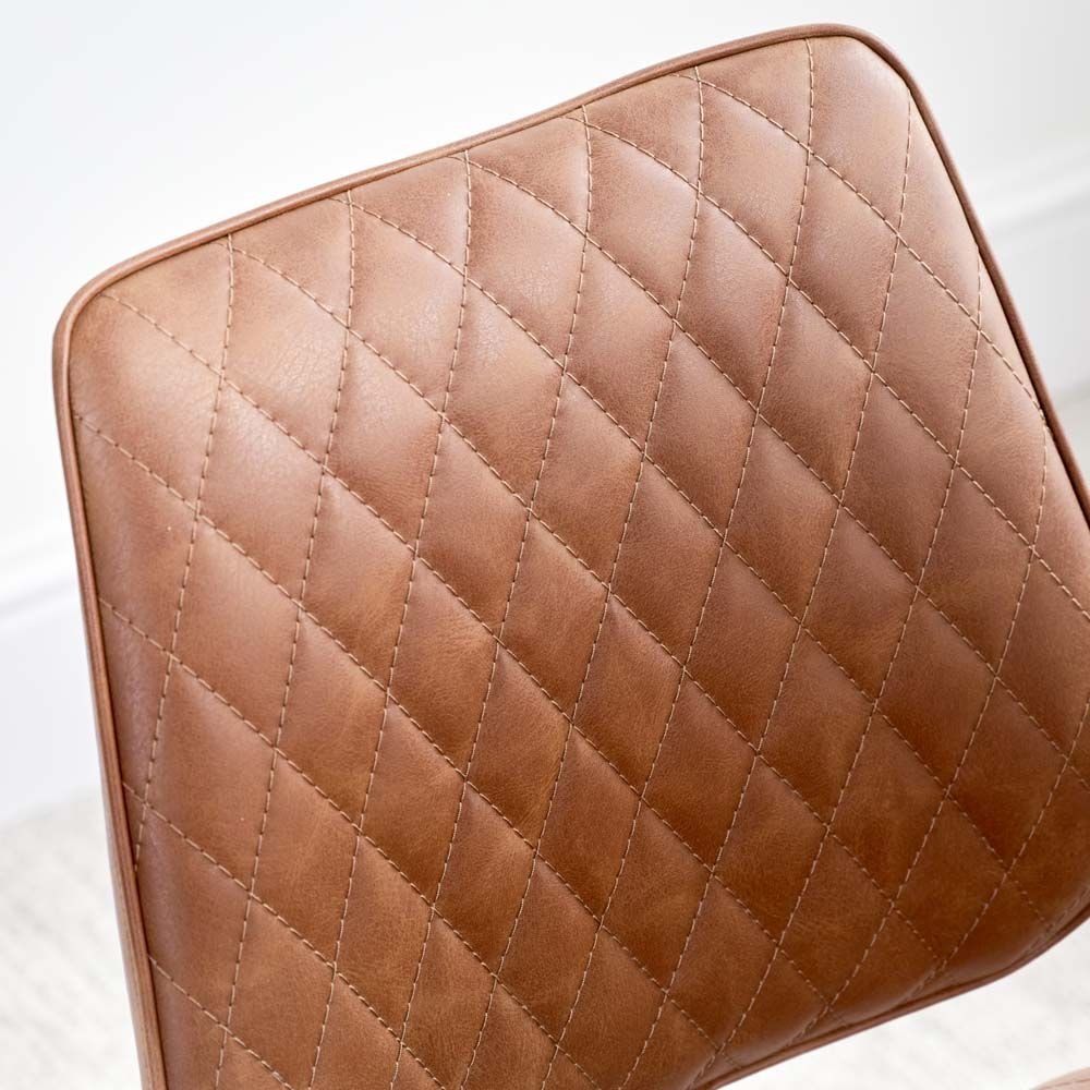 Digby Tan Leather Dining Chairs With Metal Legs - Woods Furniture