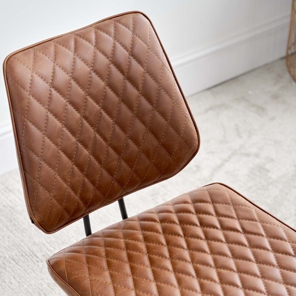 Digby Tan Leather Dining Chairs With Metal Legs - Woods Furniture