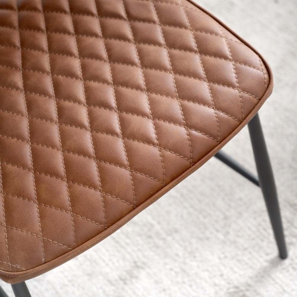 Digby Tan Leather Dining Chairs With Metal Legs - Woods Furniture