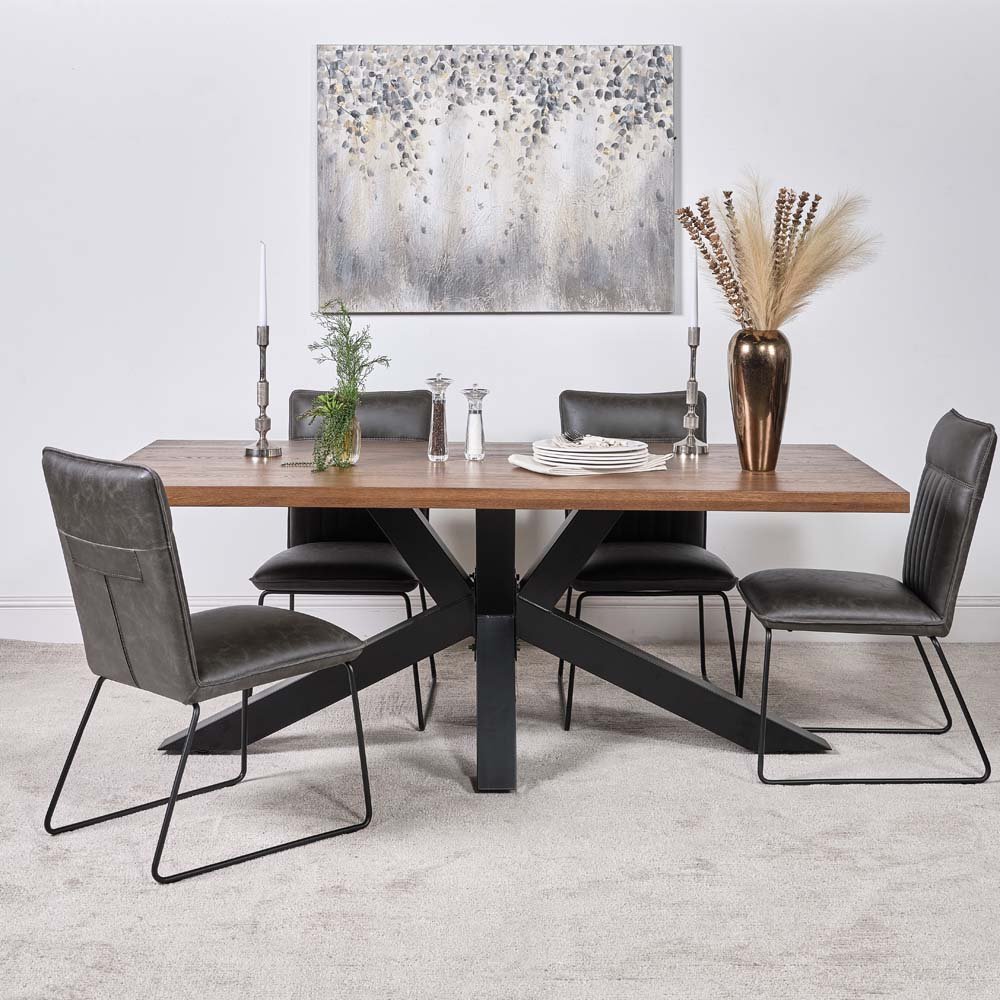 Woods Soho Dining Table 200cm & 4 Hardy Dining Chairs - Grey - Woods ...