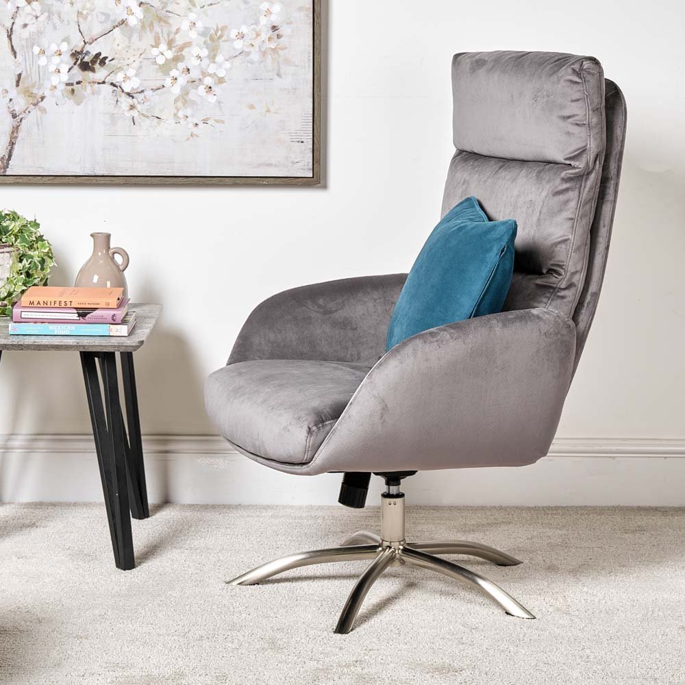Clearance Helena Chair and Footstool - Grey - Woods Furniture