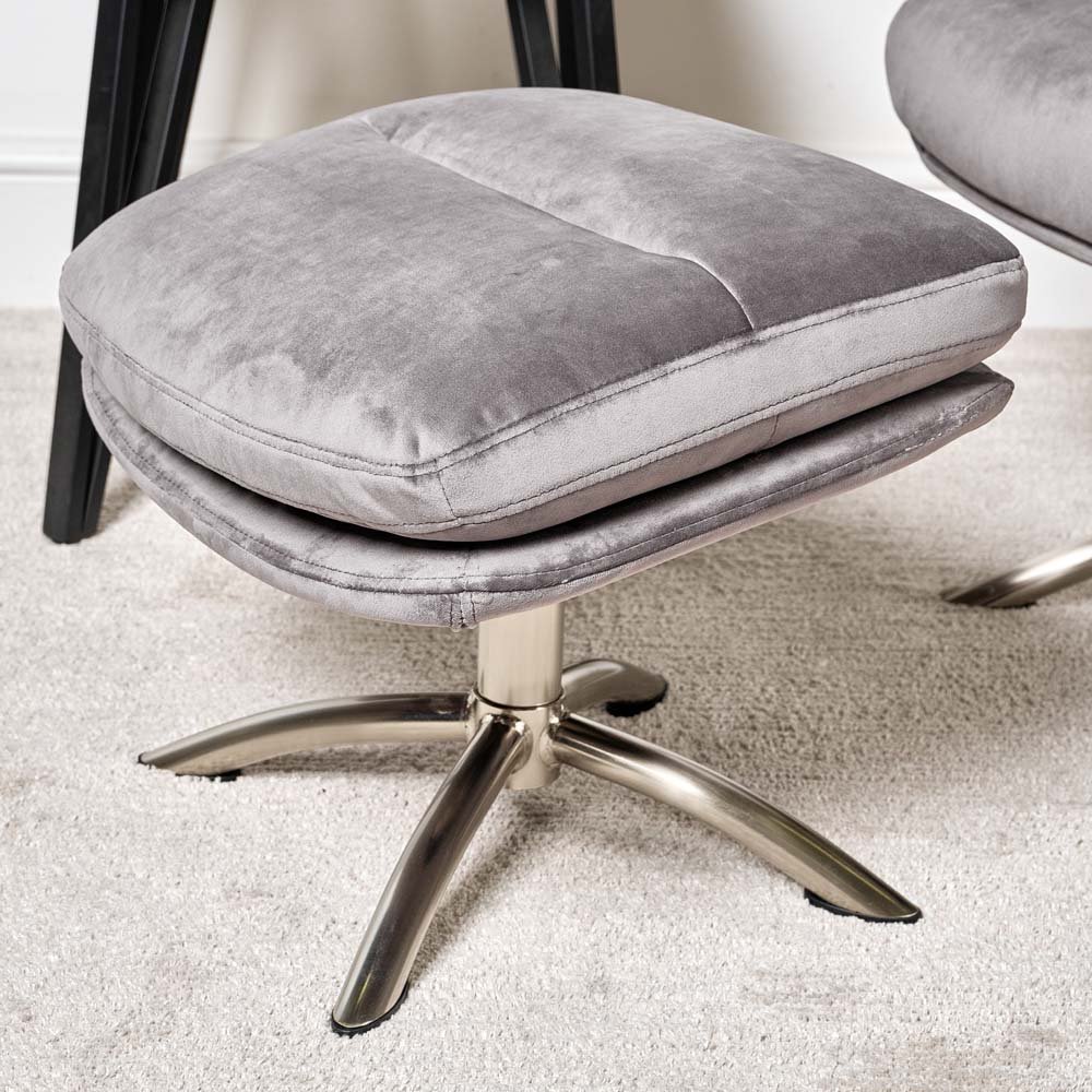 Clearance Helena Chair and Footstool - Grey - Woods Furniture