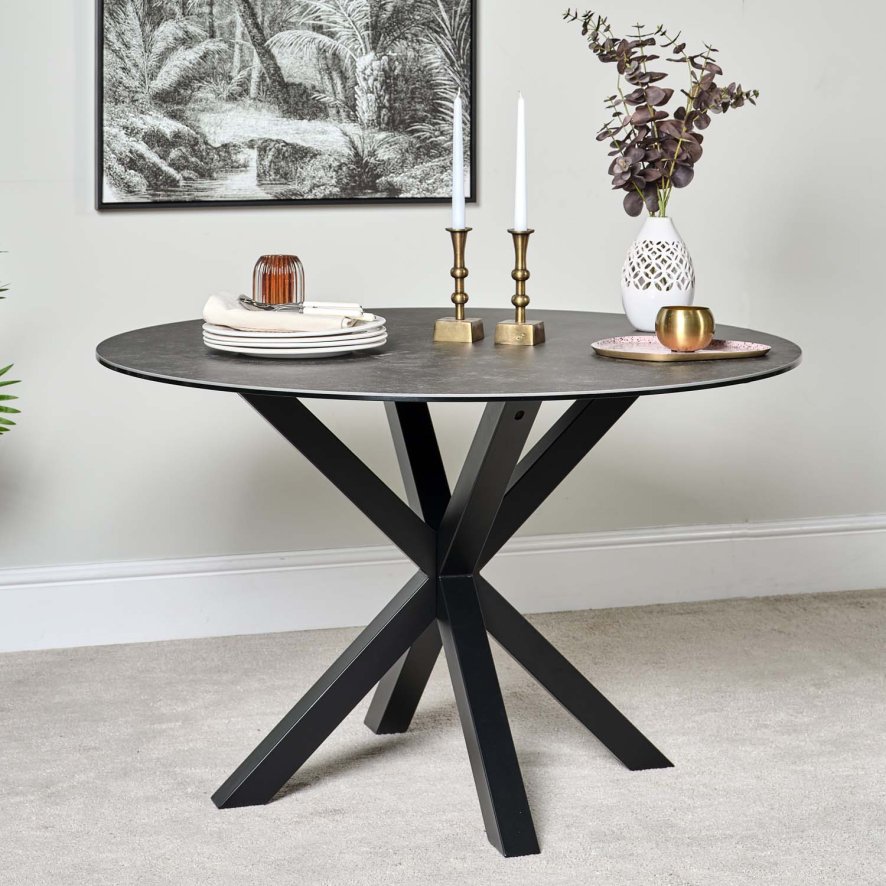 Clearance Eastcote Round Dining Table - Black - Woods Furniture