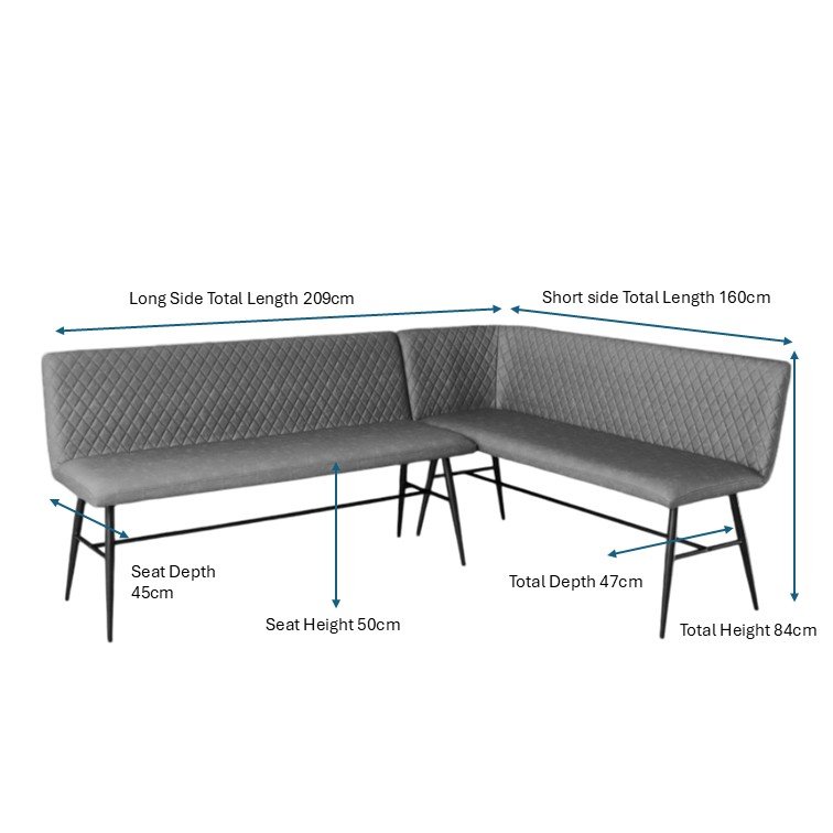 Woods Ripley Corner Bench Left Hand Facing - Grey - Woods Furniture