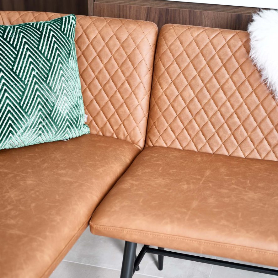 Woods Ripley Corner Bench Left Hand Facing - Tan - Woods Furniture